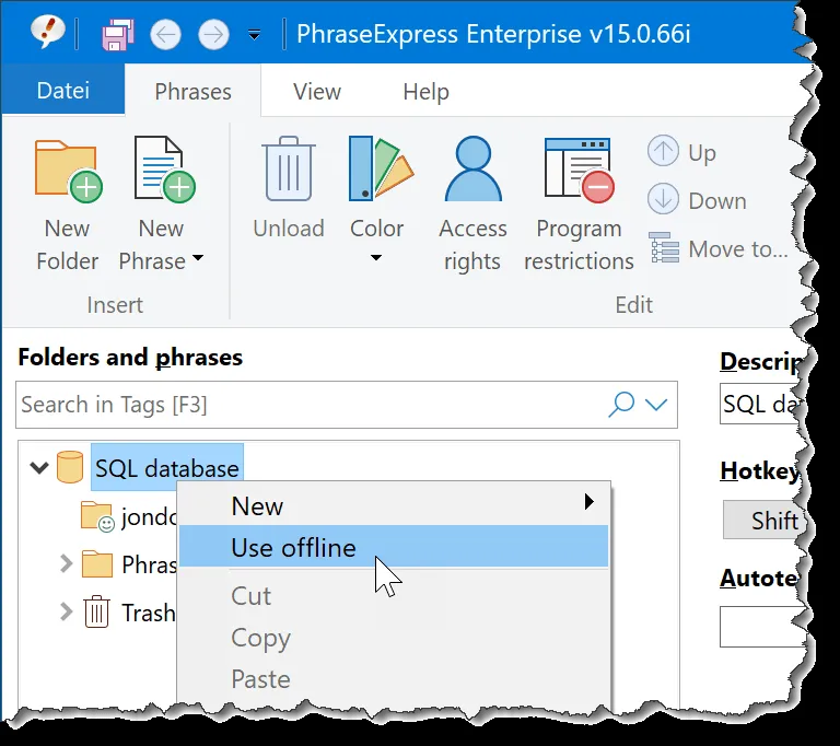 PhraseExpress - Use on the road