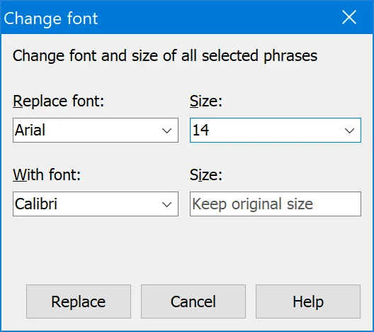 PhraseExpress - Bulk editing